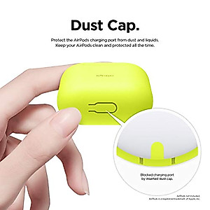 elago Skinny Case Compatible with AirPods 1 and Compatible with AirPods 2, Front LED Visible, Supports Wireless Charging, Anti-Slip Coating Inside [Neon Yellow]