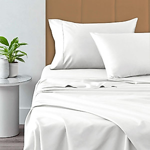 Pizuna Pure 100% Cotton Queen Size Sheets, 800 Thread Count Long Staple Cotton Crisp Sateen Sheets with 15inch Deep Pocket