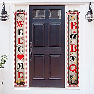 Babyq Baby Shower Decoration Sign Banner Baby Q Banner BBQ Themed Baby Shower Gender Reveal Birthday Party Decorations Supplies for Boy Girl