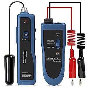 KOLSOL Underground Wire Locator, Cable Tester F02 Pro for Locate Wires, Locate Control Wires Cables Pet Fence Wires, up to 3-4 Feet Deep 2000 Feet Length, Equiped with Rechargeable 1100mAh Battery