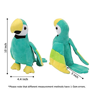 CAZOYEE Cute Macaw Parrot Stuffed Animal, Green Bird Stuffed Plush Toy, Soft Parrot Plushie Doll Gift for Kids Children Boys Girls Baby, Creative Plush Bird Parrot Decor, 10”