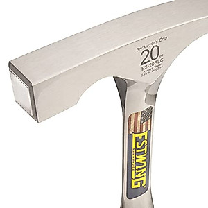 Estwing - E3‐20BLC Bricklayer's/Mason's Hammer - 20 oz Masonary Tool with Forged Steel Construction & Shock Reduction Grip - E3-20BLC Silver