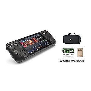 Valve Steam Deck 512GB Handheld Gaming Console with Carring Case, Bundle Silicone Soft Cover Protector & Tempered Glass Film