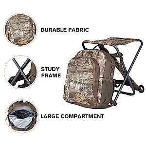 TR 3 in 1 Cooler Backpack Chair for Adults,Portable Hunting Backpack and Seat Combo, Foldable Fishing Backpack Stool,Camping Backpack Chair with Insulated Cooler Bag for Outdoor Venture Hiking Cycling