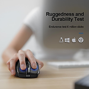 TECKNET Wireless Mouse Rechargeable, 2.4G Silent Mouse, Quiet Click, 6 Adjustable 4800 DPI, Cordless Computer Mouse, Ergonomic Mouse for Laptop, 6 Buttons USB Mouse for Chromebook, Ergo Grip - Black