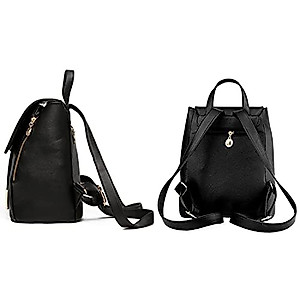 navor Girls/Women Waterproof Daypack Casual Backpack Convertible Business/Travel Leather Backpack/Handbag [Black]