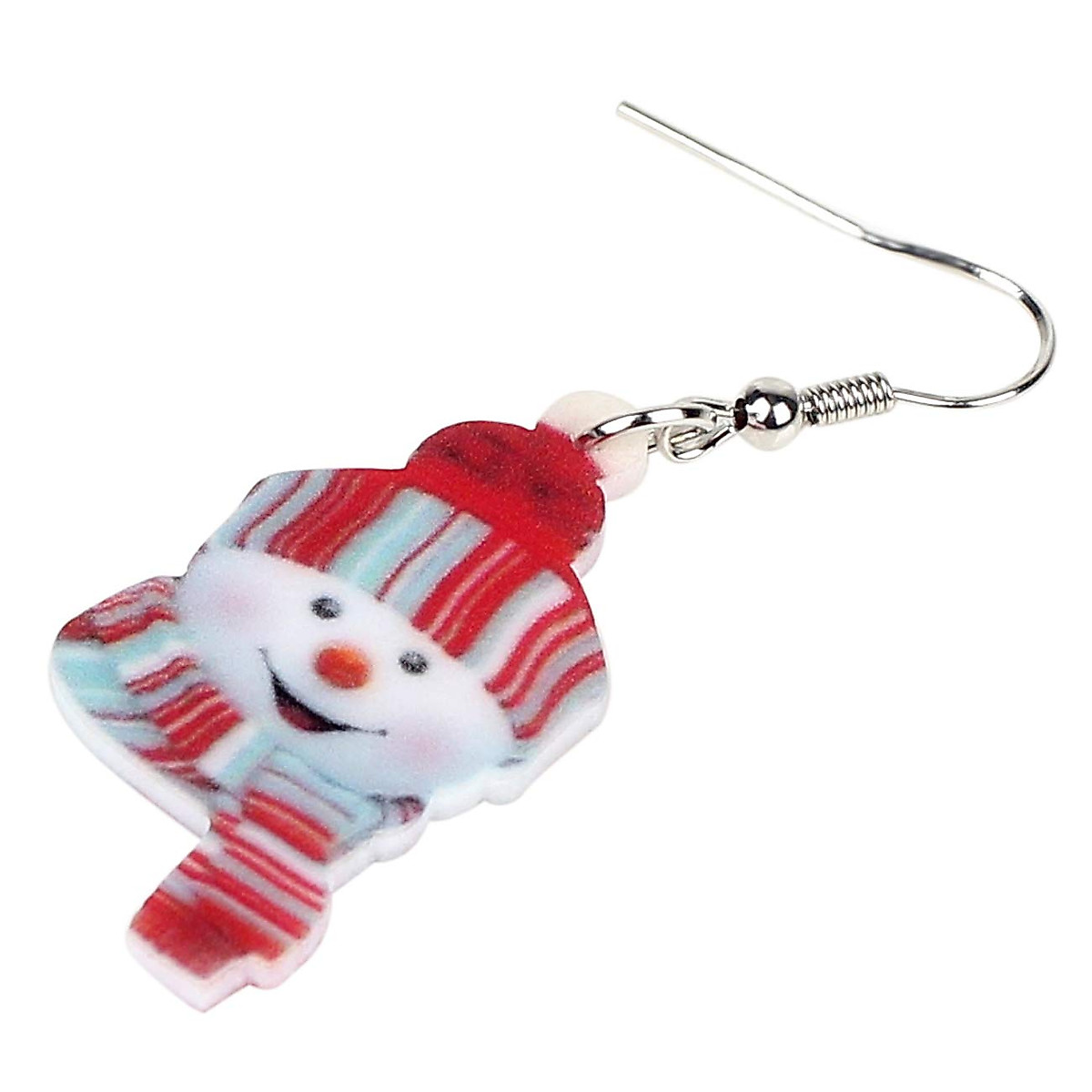 NEWEI Cute Acrylic Cartoon Christmas Snowman Earrings Drop Dangle Decoration Costumes Jewelry For Women Gift New Year (Blush)