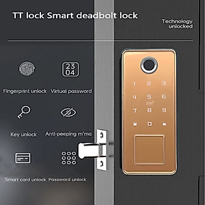 Cerraduras Inteligentes para Puertas, Con Aplicación | Teclado con Pantalla Táctil/Bloqueo Automático/Fácil Instalación, Compatible con Amazon Alexa/Google Assistan, Cerradura Digital de Casa Oro,