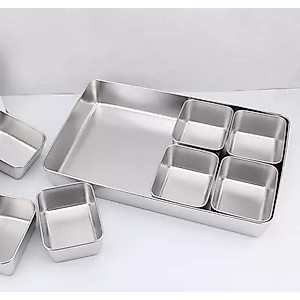 Xarra - Japanese Mini Container, Stainless Steel Yakumi Mise En Place Box, Multi Compartment Set For Food, Herbs, Seasoning and Spices (8 Compartment)