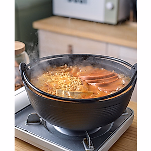 GFHVDC Cast Iron Nabe Sukiyaki Nabemono Hot Pot Outdoor Stove Steamer Cookware Stew Pot Japanese Nabe Pot Iron Pot Cast Iron Cooking Pot Hiking Cookware Small Hot Pot Outdoor Pot,1.7L