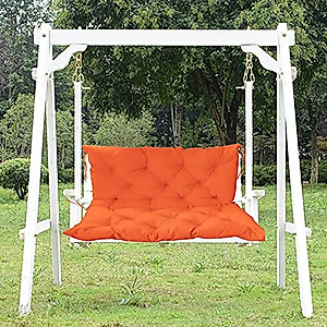 Waterproof Bench Cushion with Backrest,Soft Garden Bench Cushions with Backrest and Ties Non-Slip Bench Pads, Porch Patio Swing Overstuffed Waterproof Bench Chair cushions ( Orange 40x59 inch)