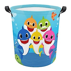 WINKO Baby S-hark Dirty Clothes Hamper Circular Waterpoor Foldable Hamper Dirty Clothes Laundry Basket Storage Bag with Durable Handle for Bedroom,Bothroom,Toys