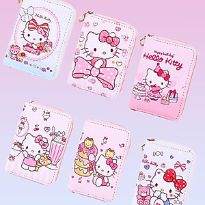 Cute Cartoon Wallet for Women and Girl, Small PU Leather Zipper Coin Credit Cards Anime Purse with Cute Keychain, 2Pce (Cartoon Wallet-03)