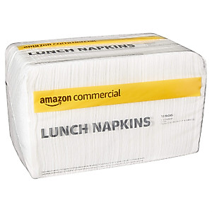 AmazonCommercial 1-Ply White Lunch Napkins, Bulk, Disposable Paper Napkins, FSC Certified, 250 Napkins per Pack (12 Packs)(12 x 12 Sheet)
