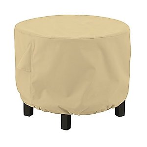 Classic Accessories Terrazzo Water-Resistant 24 Inch Round Ottoman/Coffee Table Cover, Outdoor Table Cover, Sand