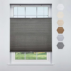 Linen Avenue Cordless Cellular Top Down Bottom Up Light Filtering Shade 27 1/4 W x 66 H, Dark Grey (Arrives 1/4" Narrower)