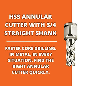 Jancy Slugger by Fein - HSS Nova Annular Cutter with Centering Pin - 3/4" Straight Shank, 1" Depth, 1/2" Diameter - 63134127041