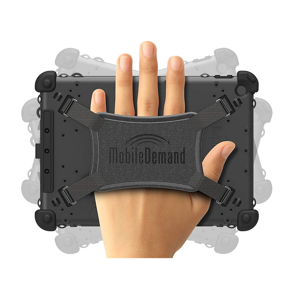 MobileDemand Ultra Rugged Case for iPad 10.2 – Briefcase Handle, Back Hand Strap – Lightning Port Cover – Shock Absorbing Rubber Bumpers, Fully Protective Case – Black – Heavy Duty Tablet Case