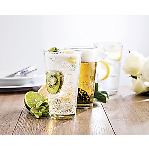 Fortessa Basics Barca Everyday 12 Pack Set Glassware Kitchen and Barware Great for: Beer, Cocktails, Water, Juice, Iced Tea, Soft Drinks., Pint/Mixing Glass, 17 Ounce