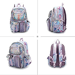 Robhomily 17 Inch Girls Backpack for Elementary School Multi Pocket Pink Backpack for Girls 8-10, Lightweight Kawaii Elementary School Backpack for Girls Waterproof