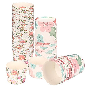60pcs Paper Baking Cups 6 Oz Greaseproof Cupcake Muffin Cups Disposable Cupcake Wrappers For Birthday-Large (Pink Quadrafoil And Pink Vertical)