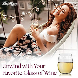 shop4ever Teacher Definition Laser Engraved Stemless Wine Glass Teacher Appreciation Day, Novelty Idea Gifts for Teacher, Retirement, Birthday