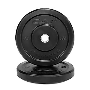 WF Athletic Supply 2 inch Olympic Size Black Premium Bumper Plate with Steel Insert, Great for Strength Training, Weightlifting & Crossfit Competition, Size Options Available