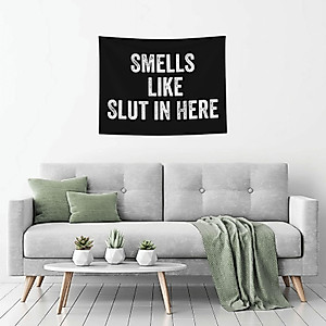 Haebfsl 29x37in Aesthetic Trippy Smells Like Slut In Here Tapestry For Bedroom And Living Room Decor