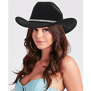 FGSS Classic Felt-Western-Cowboy-Cowgirl-Hats for Women-Men Fedora-Jazz-Hat with Band(Lagre)