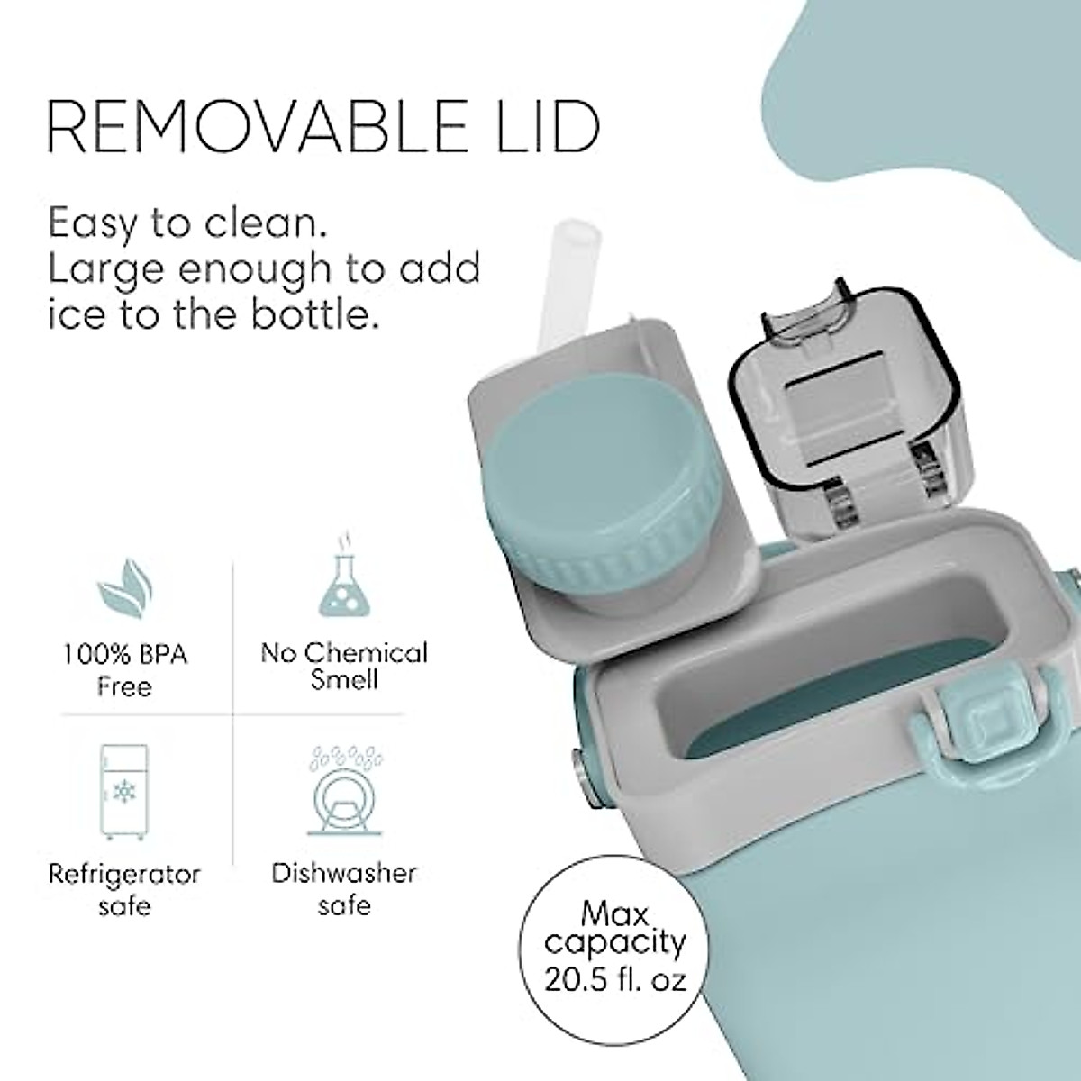 KEHOVI Collapsible Water Bottles, Leakproof Straw Clamping Lid. Reusable Foldable Portable Sports Water Bottle for Gym Camping Hiking Travel Must Have, BPA Free (Teal)