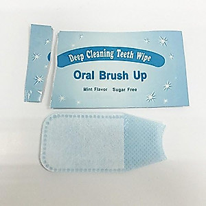 Mint Textured Finger Teeth Wipes Brush Ups Dental Clean Pre/Post Whitening (Pack of 100)