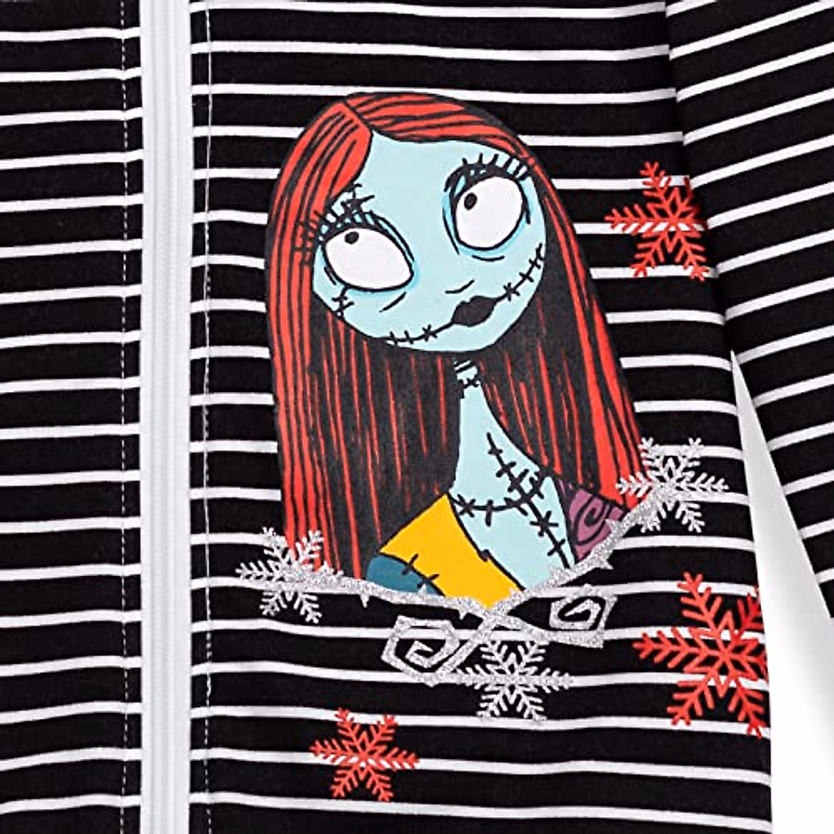 Disney Nightmare Before Christmas Jack Skellington Sally Big Girls French Terry Zip Up Hoodie Black-White 10-12
