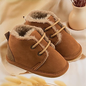 CENCIRILY Baby Booties Newborn Girl Boy shoes Infant Fleece Cozy Fur Lining Winter Warm Ankle Boots Rubber Sole Anti-Slip Prewalker Boots