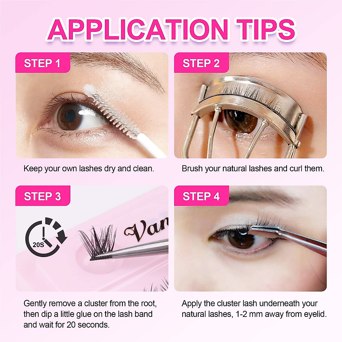 Lash Clusters DIY Eyelash Extension 110 Cluster Lashes D Curl Individual Lashes Extension Wispy Eyelash Clusters Extension Mixed Length Soft Band Reusable Lash Extension DIY at Home (VM05, D-8-16MIX)