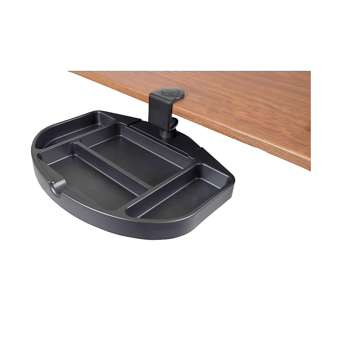 Stand Up Desk Store Clamp On 360 Degrees Swivel Out Mouse Tray with Storage for Desks and Tables Up to 1.5" Thick