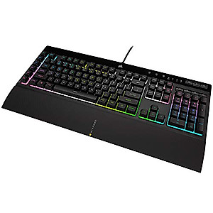 Corsair K55 RGB PRO XT - Dynamic Per-Key RGB Backlighting - Six Macro Keys with Elgato Stream Deck Software Integration-IP42 Dust and Spill-Resistant-Detachable Palm Rest-Media and Volume Keys-Black