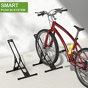 RELIANCER Adjustable Bike Storage Stand,Bicycle Floor Parking Rack,Steady Bike Wheel Holder Fit All Mountain & Road Bikes,Indoor Outdoor Cycling Storage Organizer,Apartment Garage Cycle Tires Holder