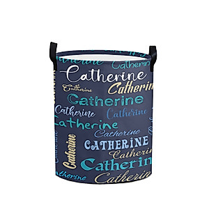Personalized Laundry Basket Custom Word Art Names Laundry Hamper Collapsible Durable Toys Organizer Storage Bedroom Decor for Boys Girls Adults (Monogrammed 03)