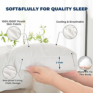 ROSE FEATHER Mattress Topper Queen, Mattress Pad Dorm Bedding, Bed Mattress Cover with Straps, Extra 2-inch Thick Mattress Pad Topper Cover with 100% 1500T Peach Skin Fabric(60"x80"), White