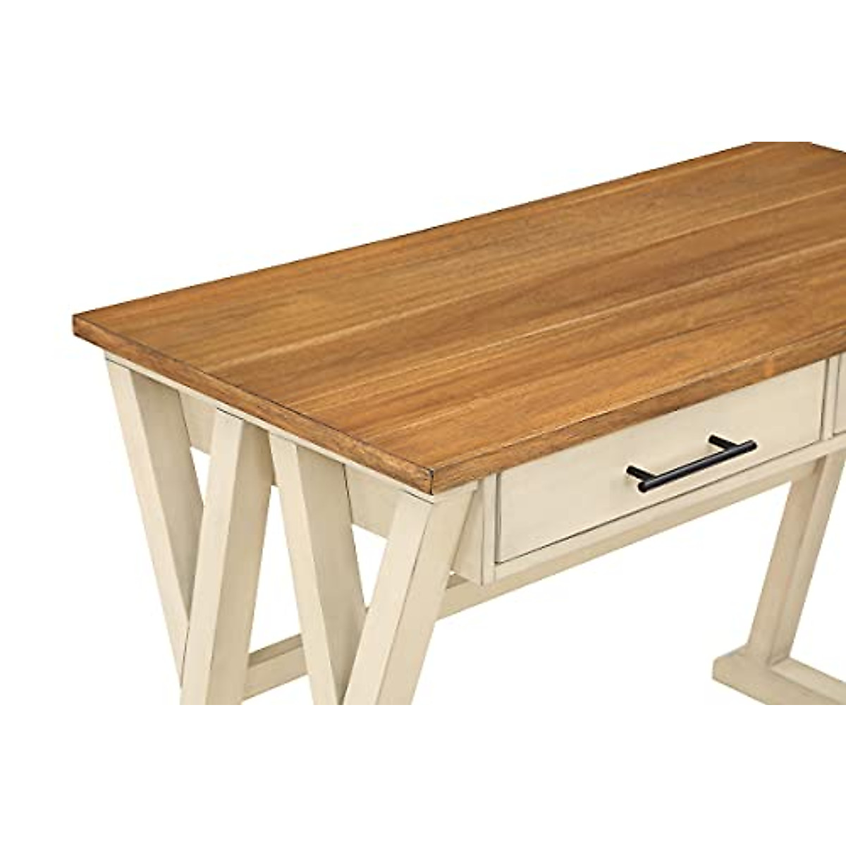 OSP Home Furnishings Jericho Rustic 42 Inch Writing Desk with 2 Drawers and Burnished Decorative Hardware, Antique White