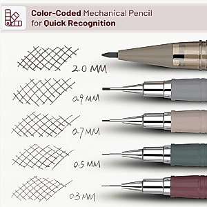 Mr. Pen- Mechanical Pencil Set with Leads and Eraser Refills, 5 Sizes - 0.3, 0.5, 0.7, 0.9 and 2 Millimeters, Sketching Pencils, Drafting Pencil, Mechanical Pencils for Drawing and Sketching