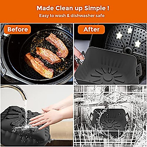 Square Air Fryer Liners Silicone, 9 IN 6 to 10 QT Food Grade Reusable Heat Resistant Silicone Air fryer Bowls Inserts Baskets Pots Accessories for COSORI Instant Vortex Air Fryer Oven Microwave