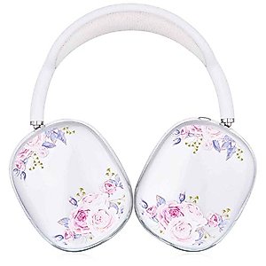 MOFREE Case Compatible for AirPods Max Headphones,Cute Flower Clear TPU Shock-Proof and Shatter-Resistant Protective Full Cover Case for AirPods Max(Pink Flower)