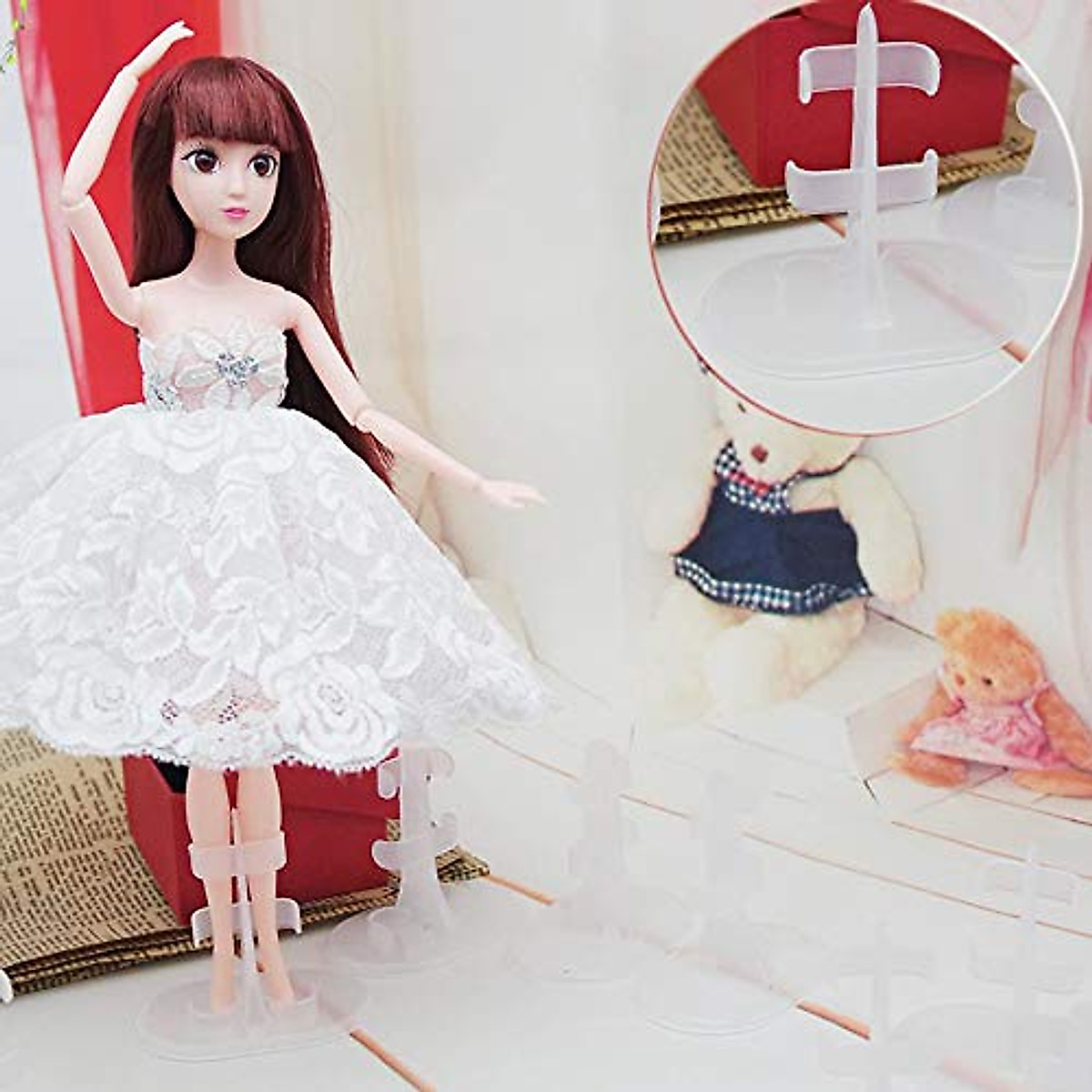 SaiDian 5 Pcs Doll Stands for Display Holder Doll Accessories for Barbie Dolls Support Leg Holder Accessory Fit for 11 Inches Doll