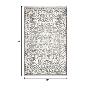 Unique Loom Traditional Classic Intricate Design with Distressed Vintage Detail, Area Rug, 5 ft x 8 ft, Gray/Ivory