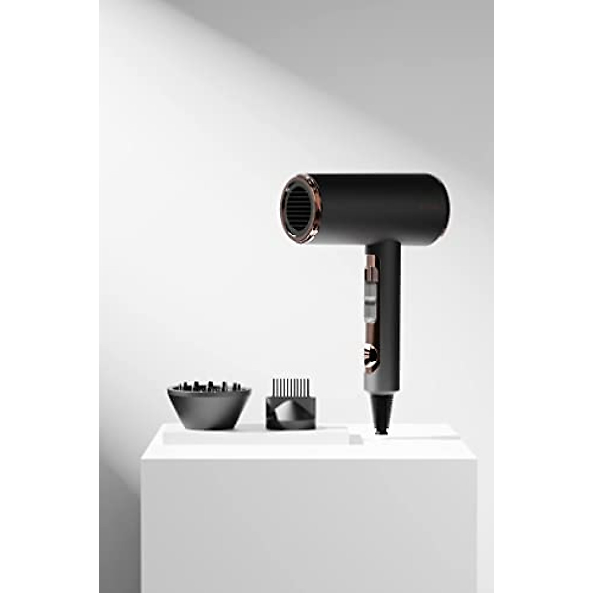 Funtin Hair Dryer, Blow Dryer with Diffuser Brush Comb for Women 4C Thick Curly Hair 1800w-Professional Black