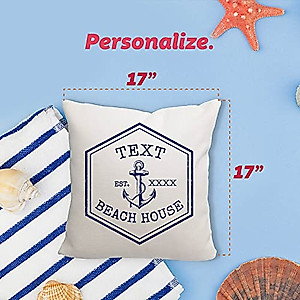 Pattern Pop Personalized Nautical Family Beach House Throw Pillow Cover - 17X17 Throw Pillow Cover (NO Insert) - Decorative Throw Pillow Cover