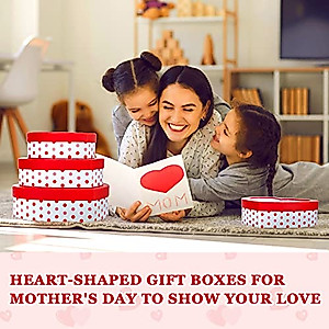 3 Pcs Valentine's Day Heart Shaped Boxes with Transparent Window Lid Dot Heart Flower Boxes Heart Box Floral Gift Box Goody Box Party Favors for Packaging Flowers Arrangement Strawberries, 3 Sizes