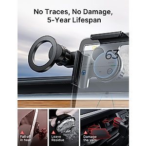 JSAUX Tesla Phone Mount, Mag-Safe Phone Holder Phone Stand 【Sturdy Base Designed】 Easy to Install, Only Compatible with Tesla New Model 3 2023/Y/S/X, iPhone 15/14/13/12 Series and Other Phone