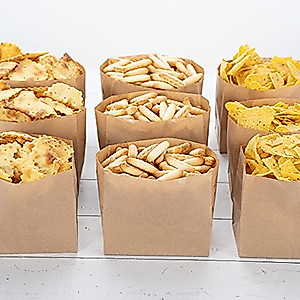 Bag Tek 4.25" x 2.5" x 3.75" Paper Bags For Snacks, 100 Large Paper Bag For Foods - Disposable, Greaseproof, Paper Kraft Snack Bags, For Popcorn, Cookies, Fries, And More, Restaurantware
